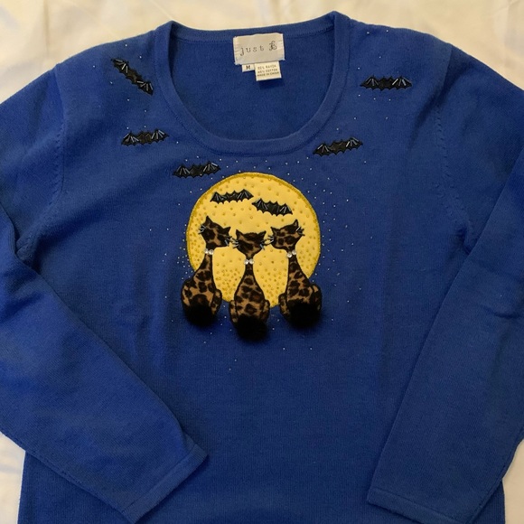 Just B | Sweaters | Just B Halloween Cats Bats Sweatersize Mvgc | Poshmark